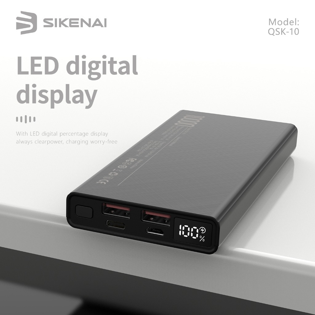 SIKENAI باور بانك QSK-10 طاقة 22.5 واط 10000 مللي امبير 4-منافذ - ابيض | دريم ٢٠٠٠